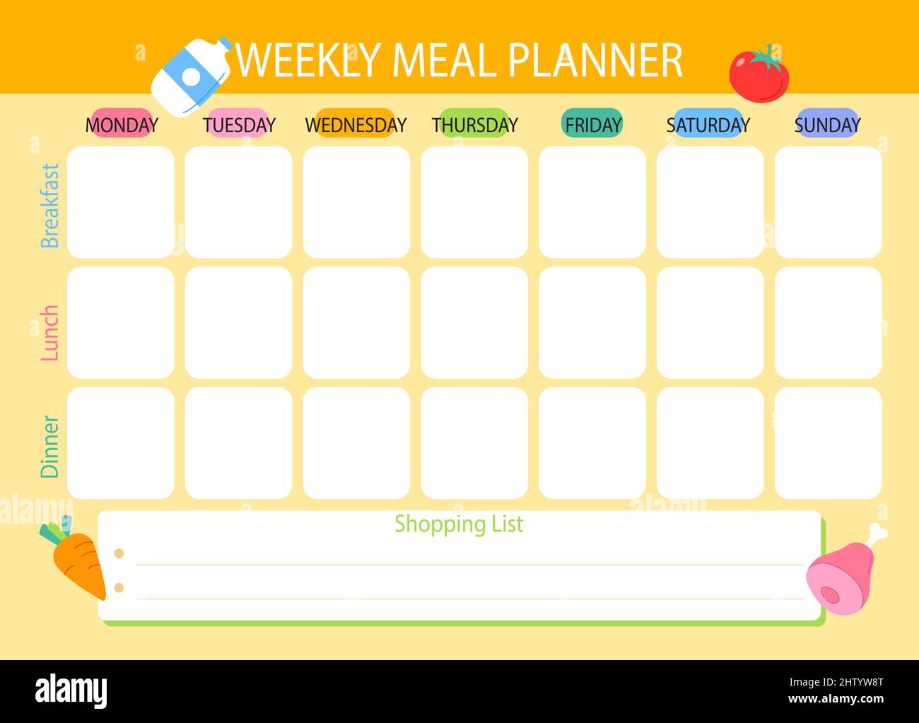 Hand drawn flat design meal planner Vector illustration Stock Vector ...