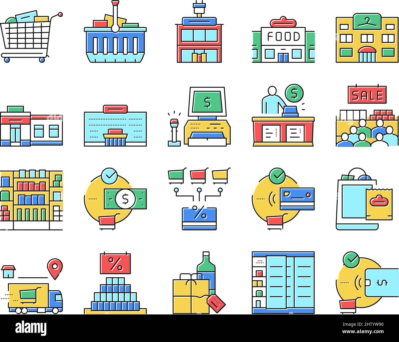 Purchases And Shopping Collection Icons Set Vector Stock Vector Image ...