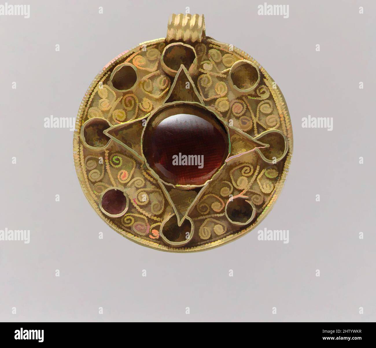 Art inspired by Pendant, early 600s, Anglo-Saxon, Gold, garnets with ...