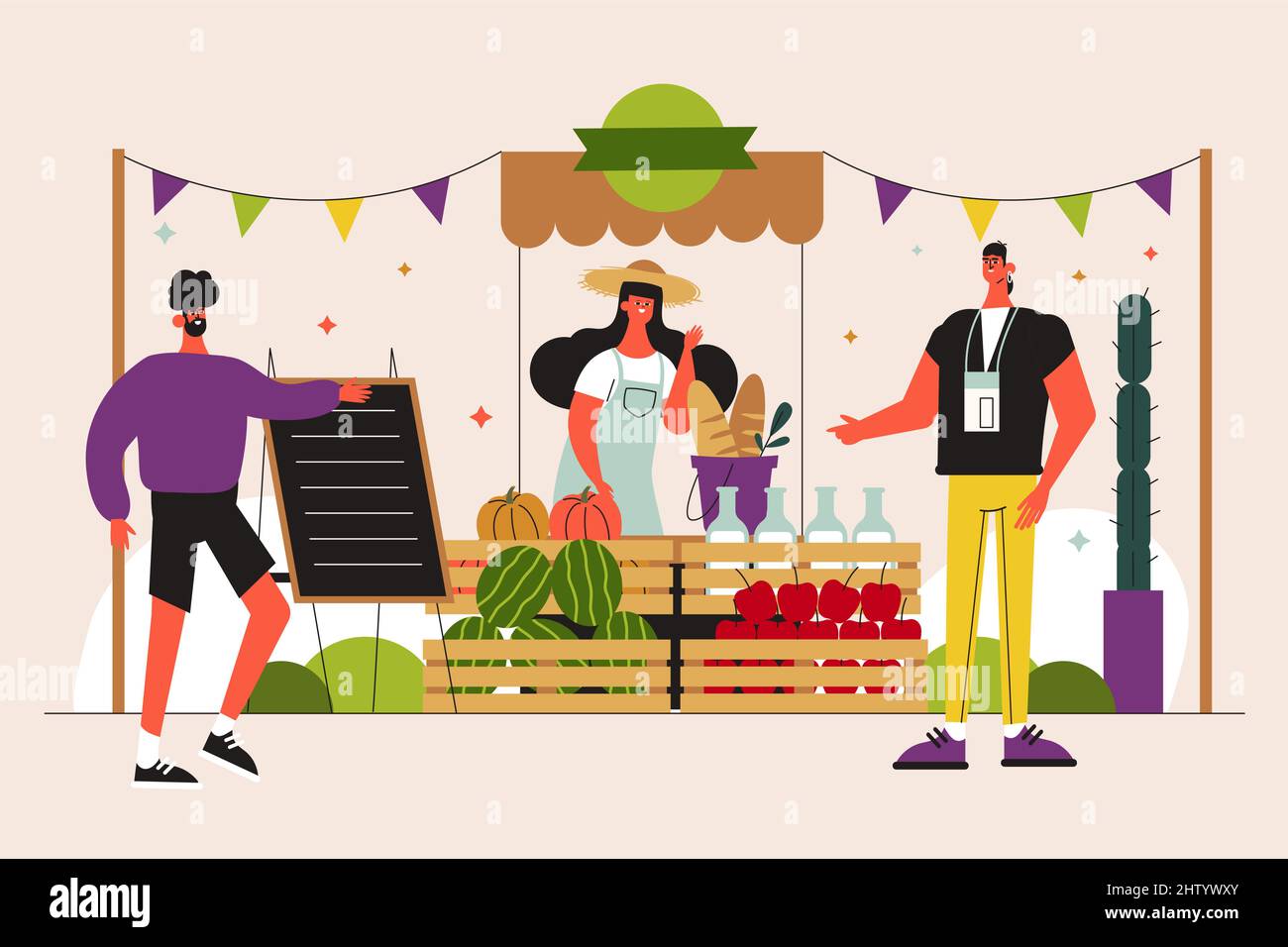 Hand drawn flat design farmers market illustration Vector illustration ...