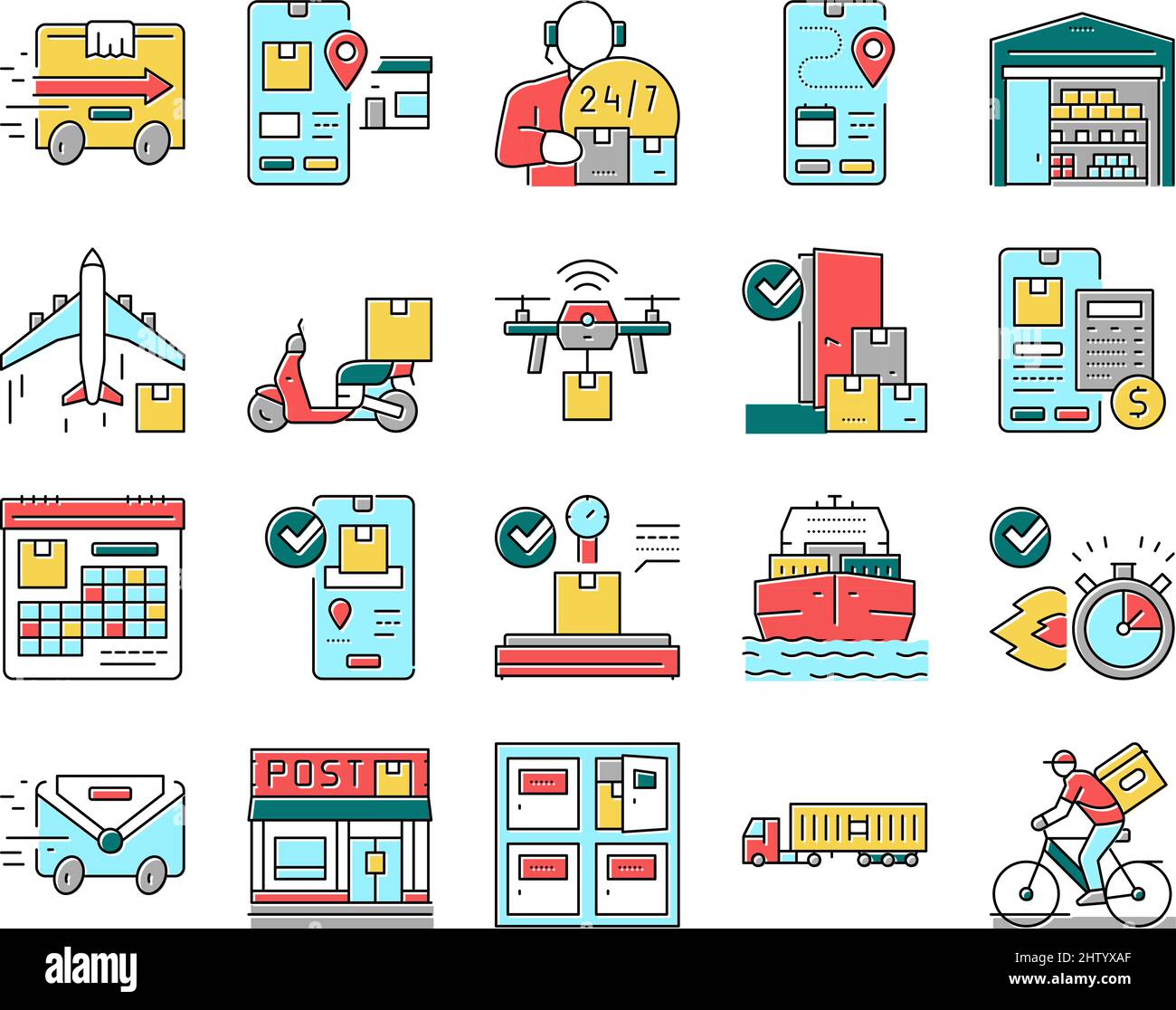 Delivery Service Application Icons Set Vector Stock Vector Image & Art ...