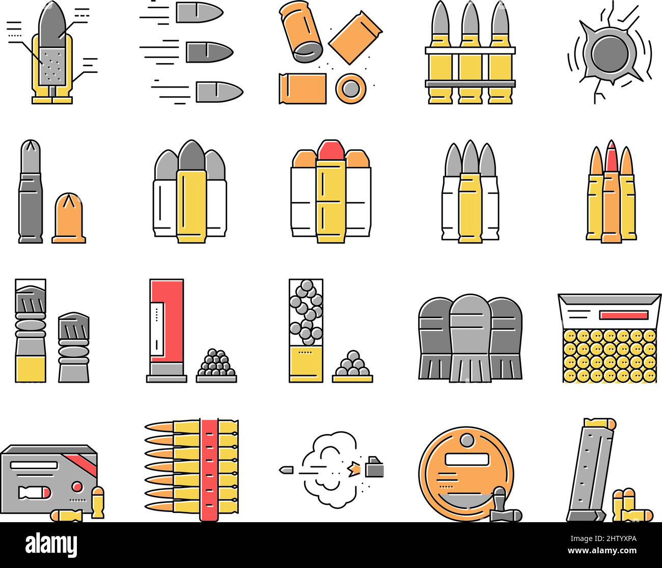 Bullet Ammunition Collection Icons Set Vector Stock Vector Image & Art ...