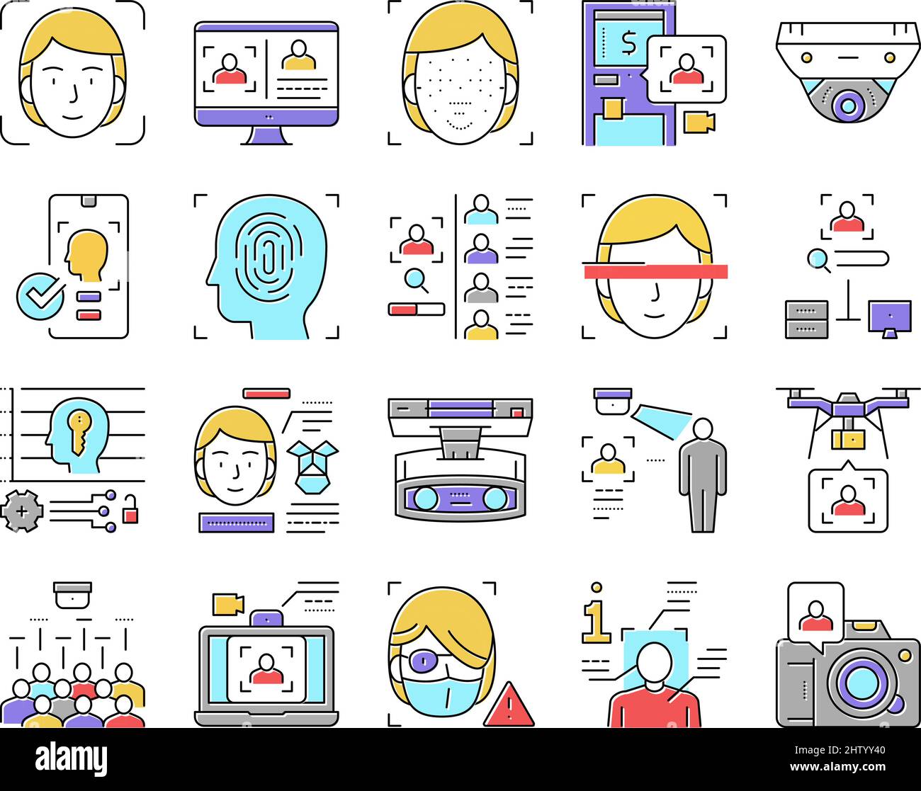 Face Id Technology Collection Icons Set Vector Stock Vector Image & Art ...