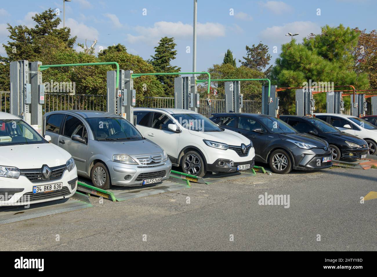 ISTANBUL, TURKEY - OCTOBER 30, 2021: Outdoor car park in Istanbul ...