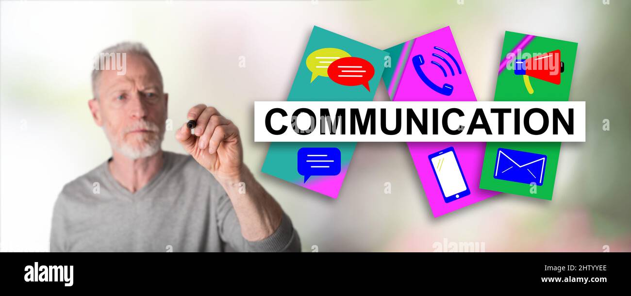 Communication concept drawn by a man Stock Photo - Alamy