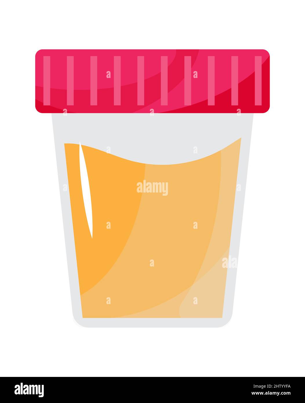 Urinalysis vector. Urine collection container with red lid isolated on ...