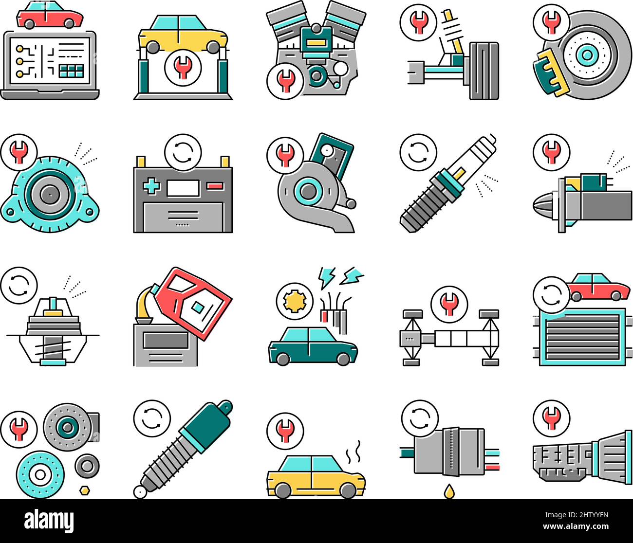 Car Service Garage Collection Icons Set Vector Stock Vector Image & Art ...