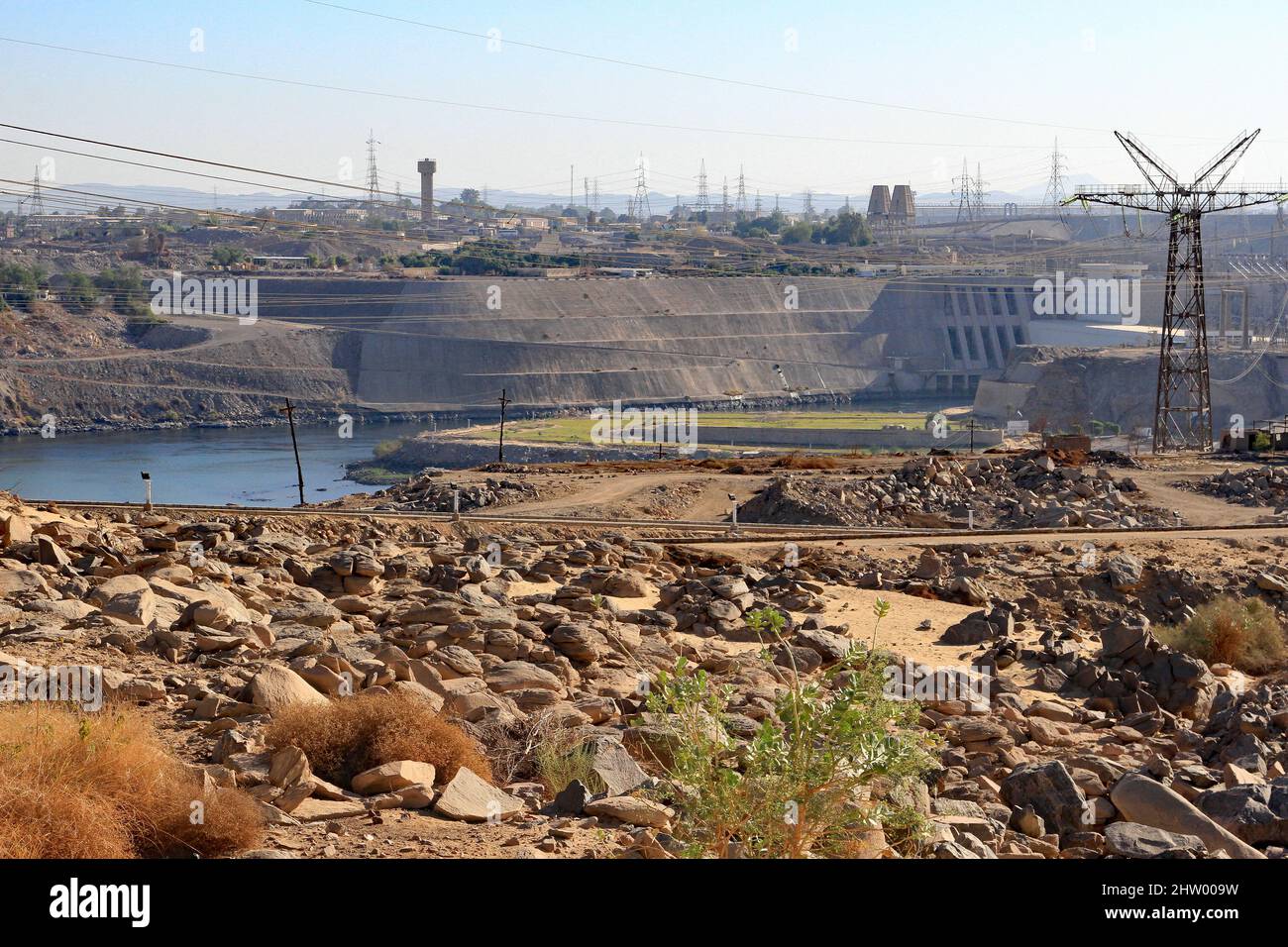 Aswan Dam area, River Nile, Aswan, Egypt Stock Photo - Alamy