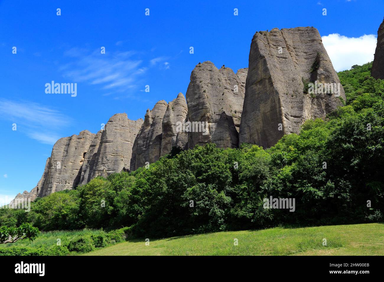 Geological formation known as the Penitents of Mees in the village ...