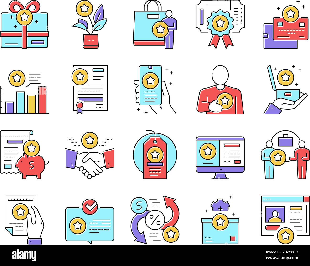 Bonus Present Of Sales Collection Icons Set Vector Stock Vector Image ...