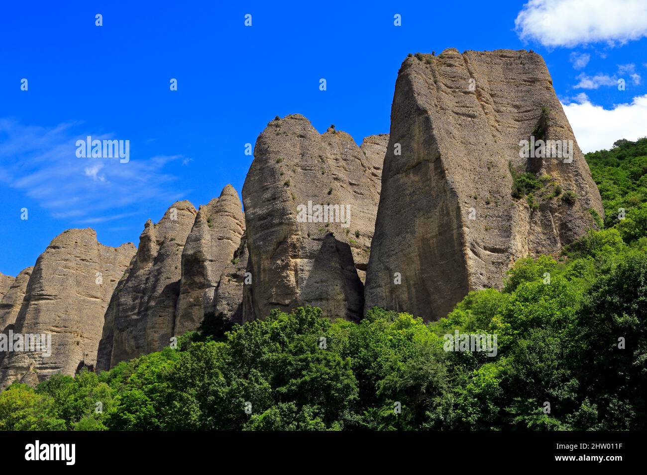 Geological formation known as the Penitents of Mees in the village ...