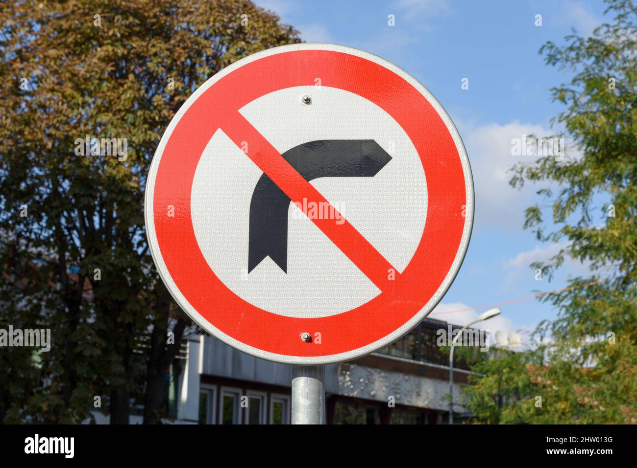 Stop sign no left turn road hi-res stock photography and images - Alamy