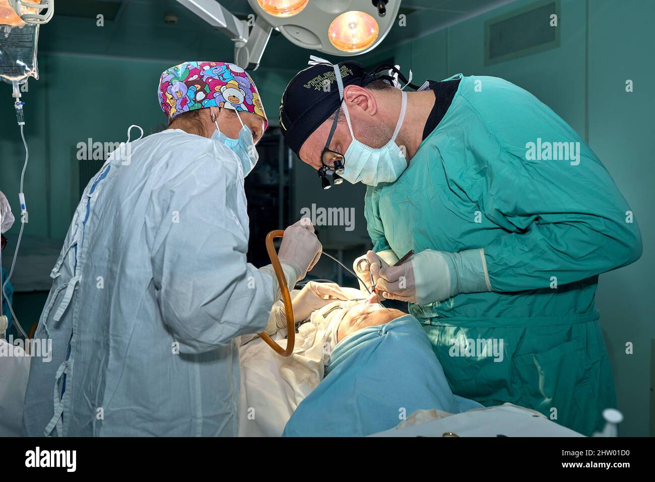 In the hospital operating room. An international team of professional ...