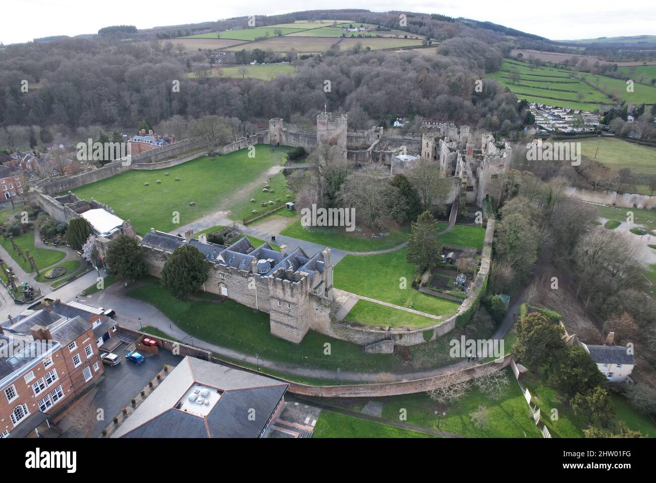 Ludlow castle aerial view hi-res stock photography and images - Alamy