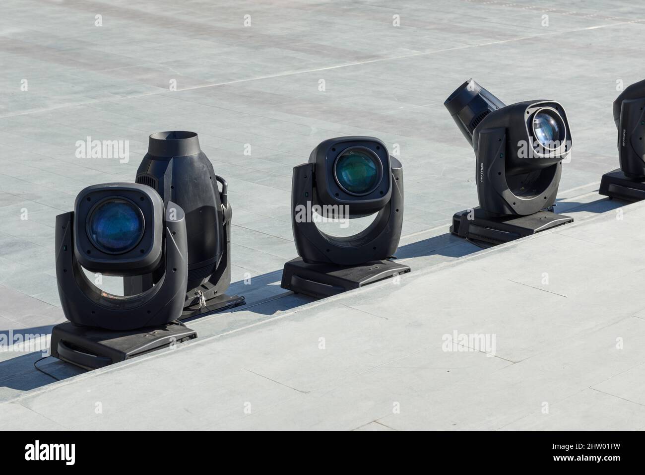 ISTANBUL, TURKEY - OCTOBER 30, 2021: Black outdoor spotlights on the ...
