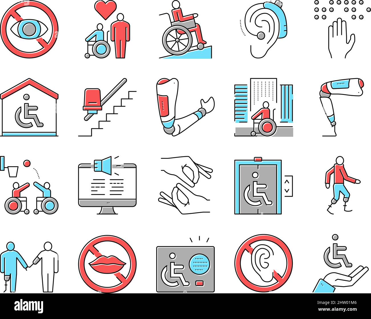 Disability Technology Collection Icons Set Vector Stock Vector Image ...