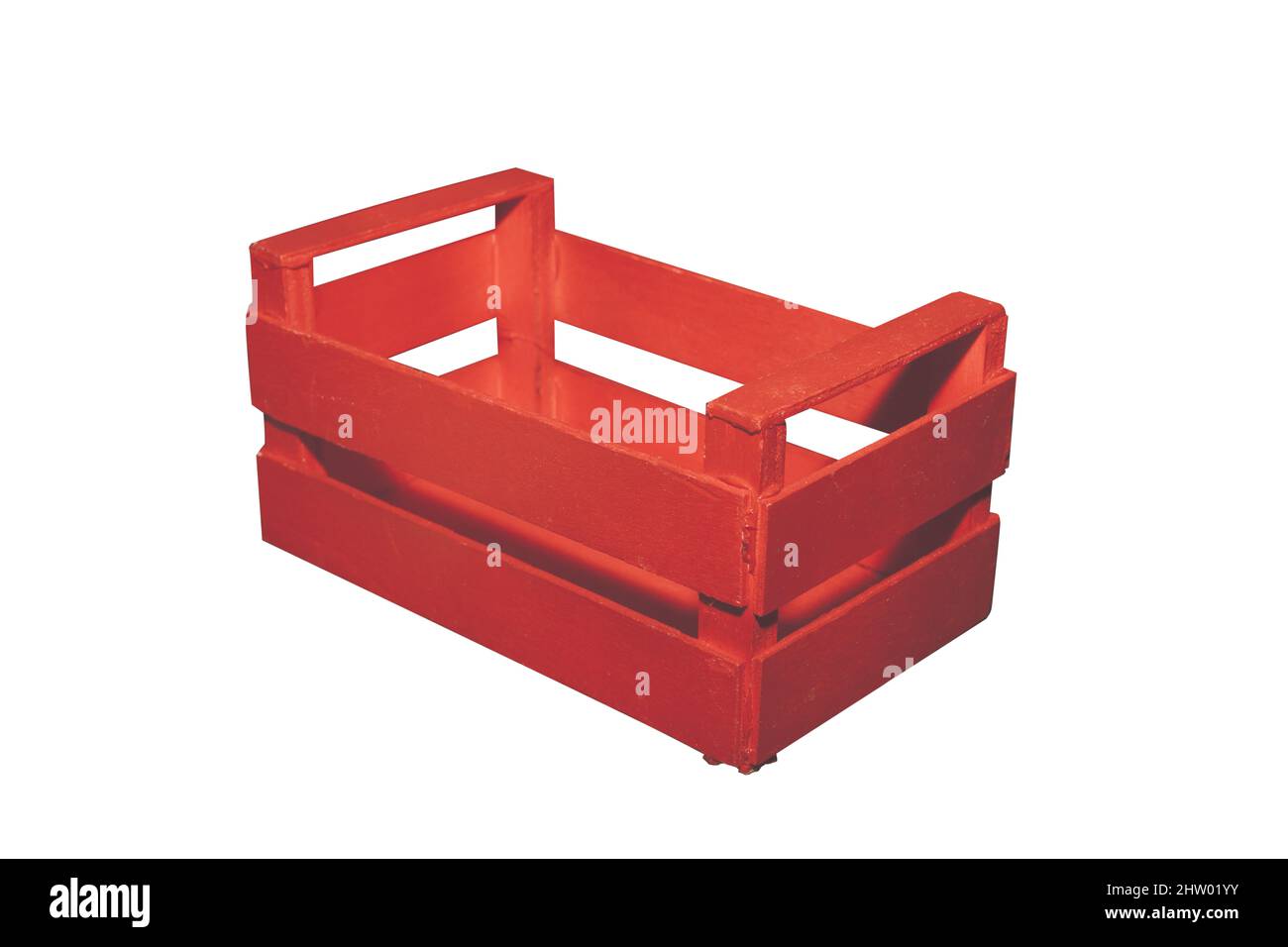Red wooden box isolated on white background Stock Photo - Alamy