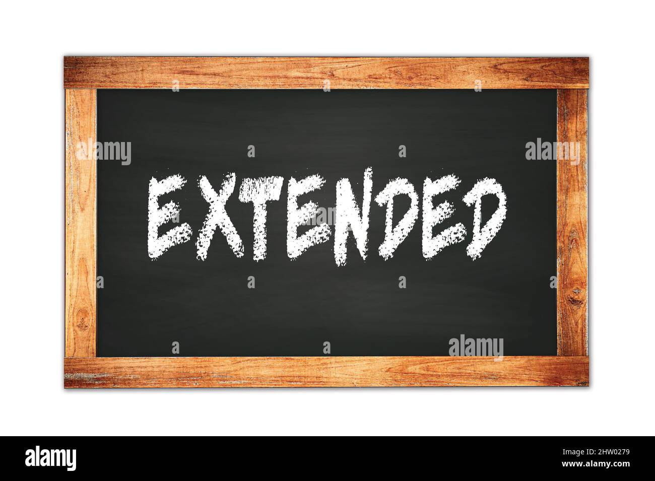EXTENDED text written on black wooden frame school blackboard Stock ...