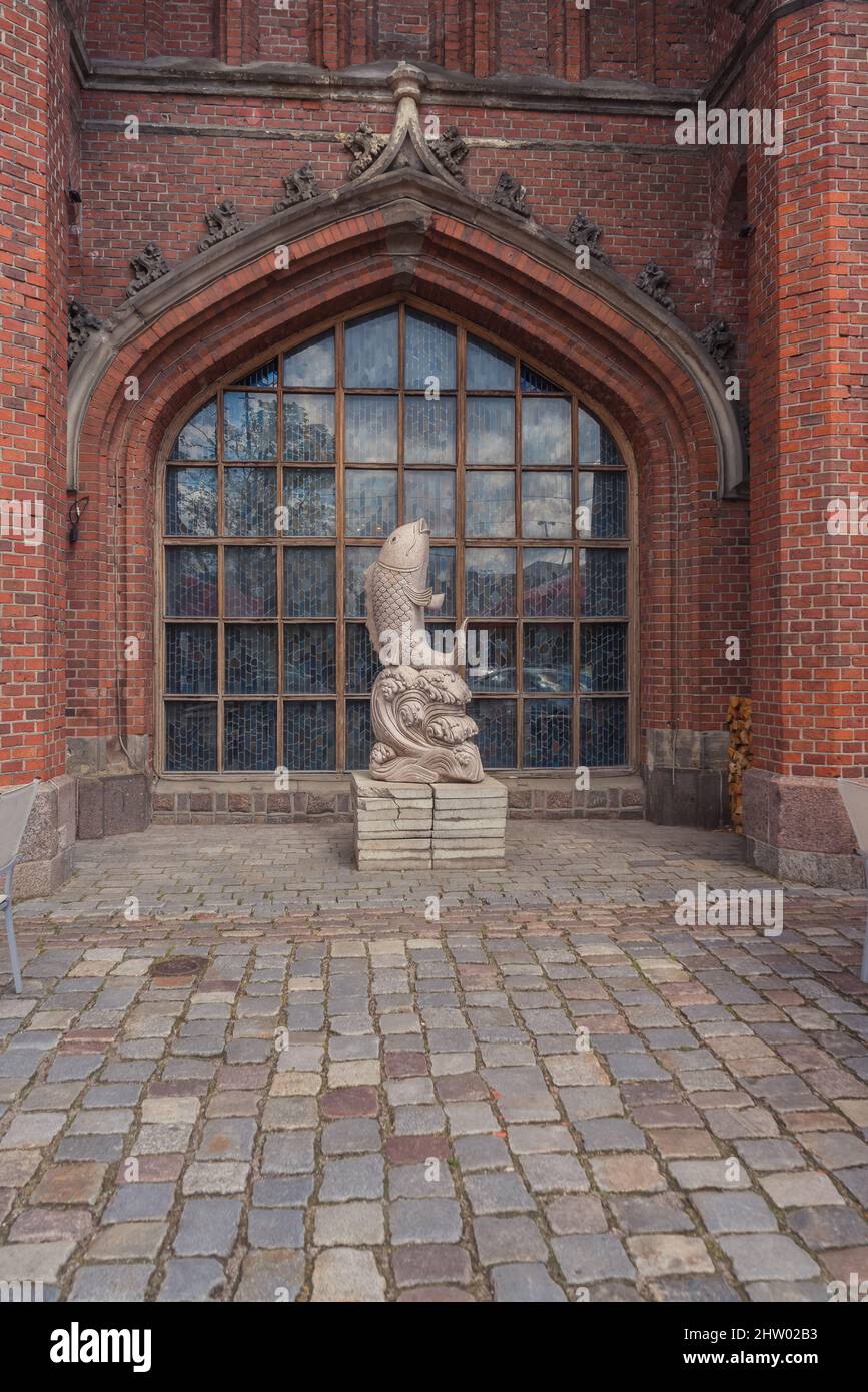Kaliningrad, Russia - may 17, 2021: stone statue of fish in front of ...