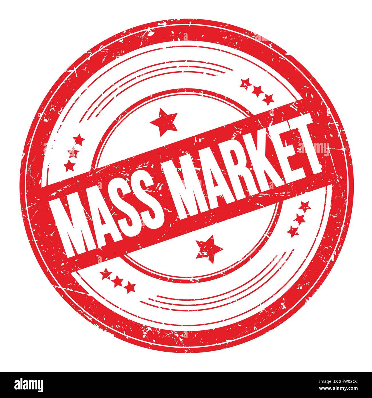 MASS MARKET text on red round grungy texture stamp Stock Photo - Alamy