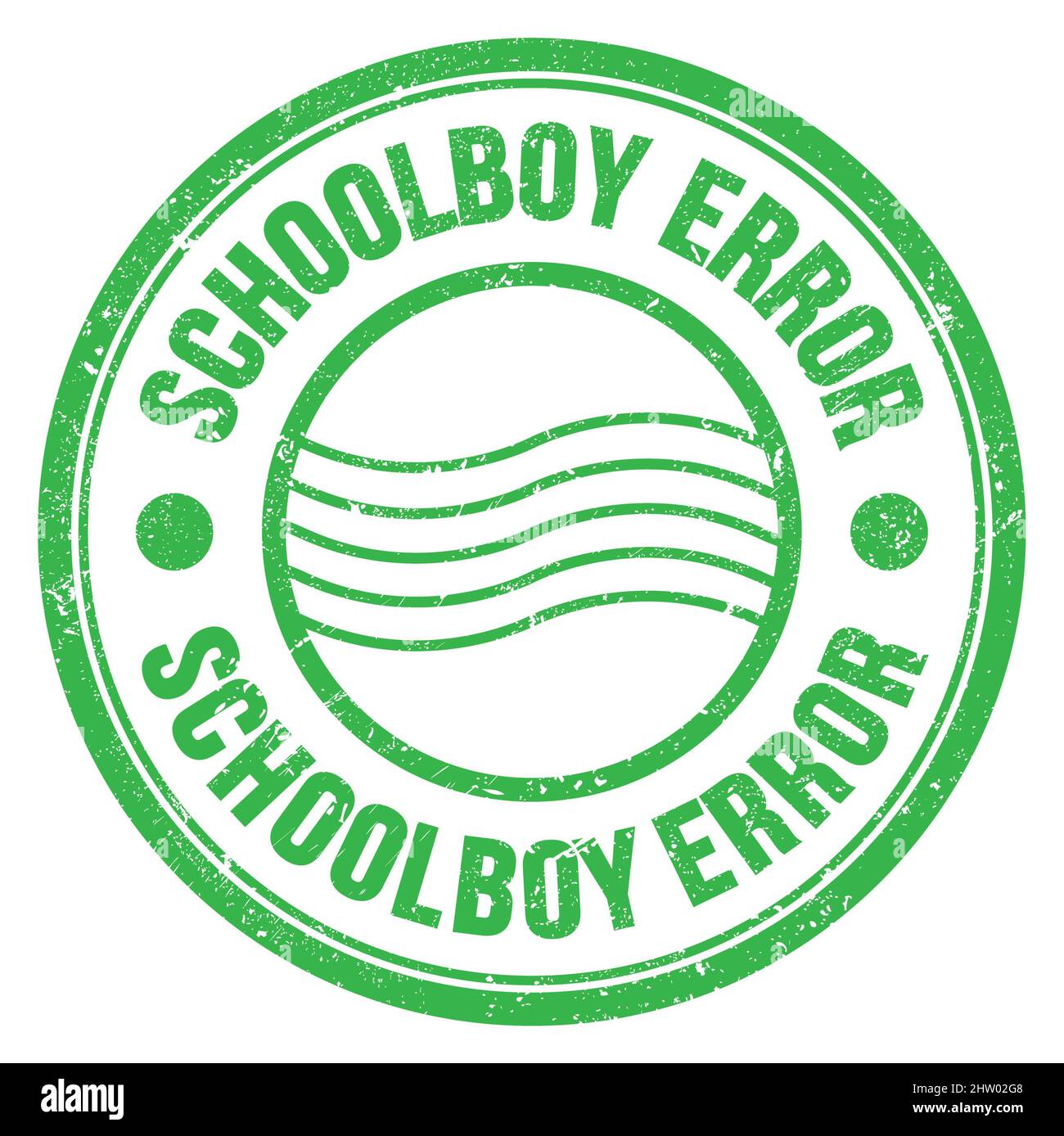 SCHOOLBOY ERROR word written on green round postal stamp sign Stock ...