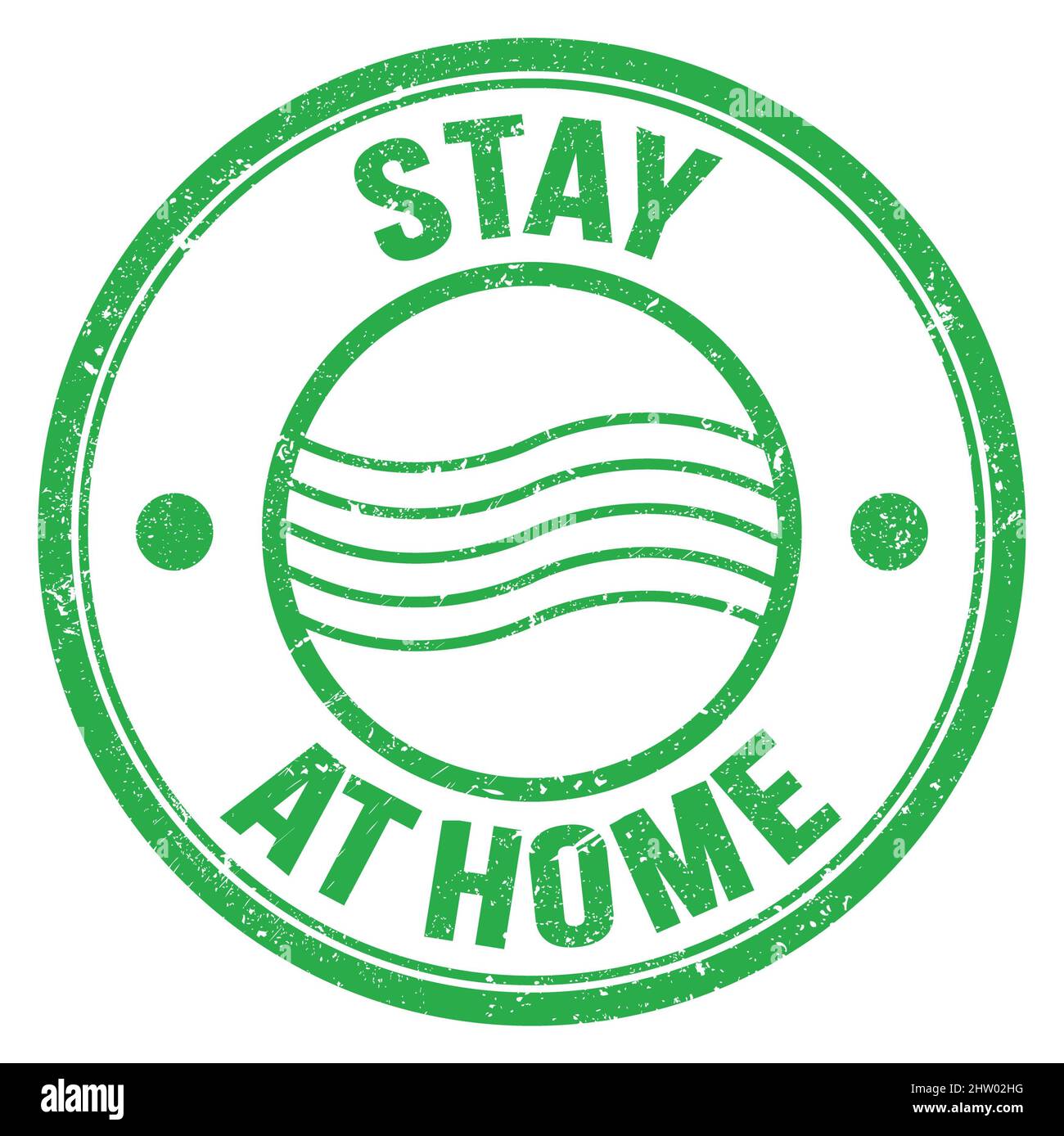 STAY AT HOME text written on green round postal stamp sign Stock Photo ...