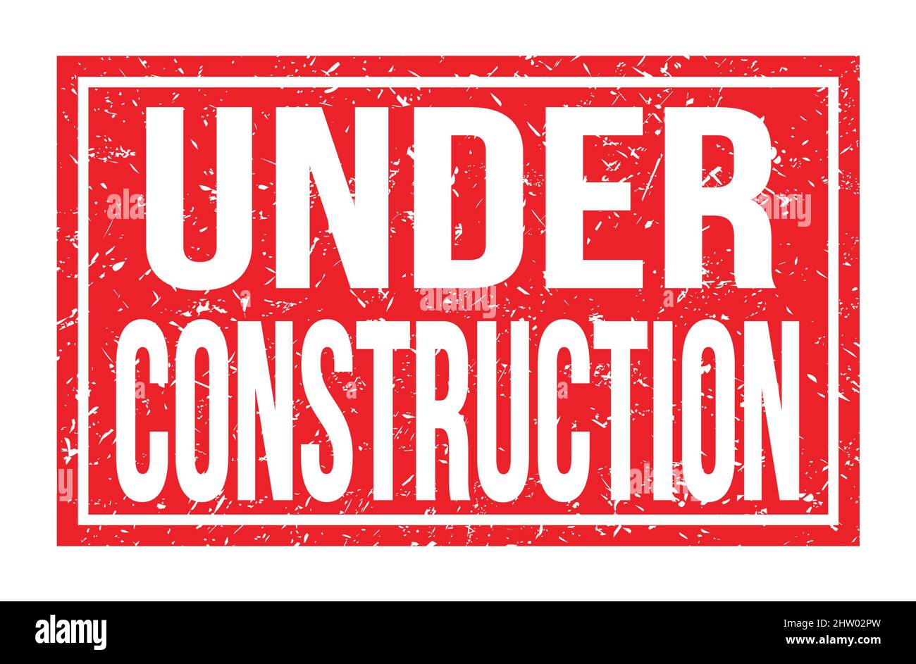 UNDER CONSTRUCTION, words written on red rectangle stamp sign Stock ...