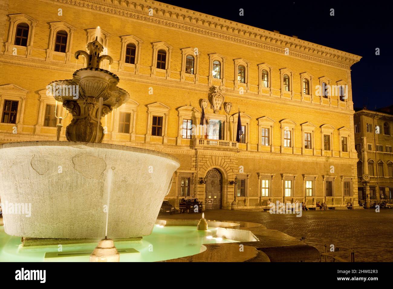 Farnese Palace, French Embassy, Farnese square, Rome, Italy Stock Photo ...