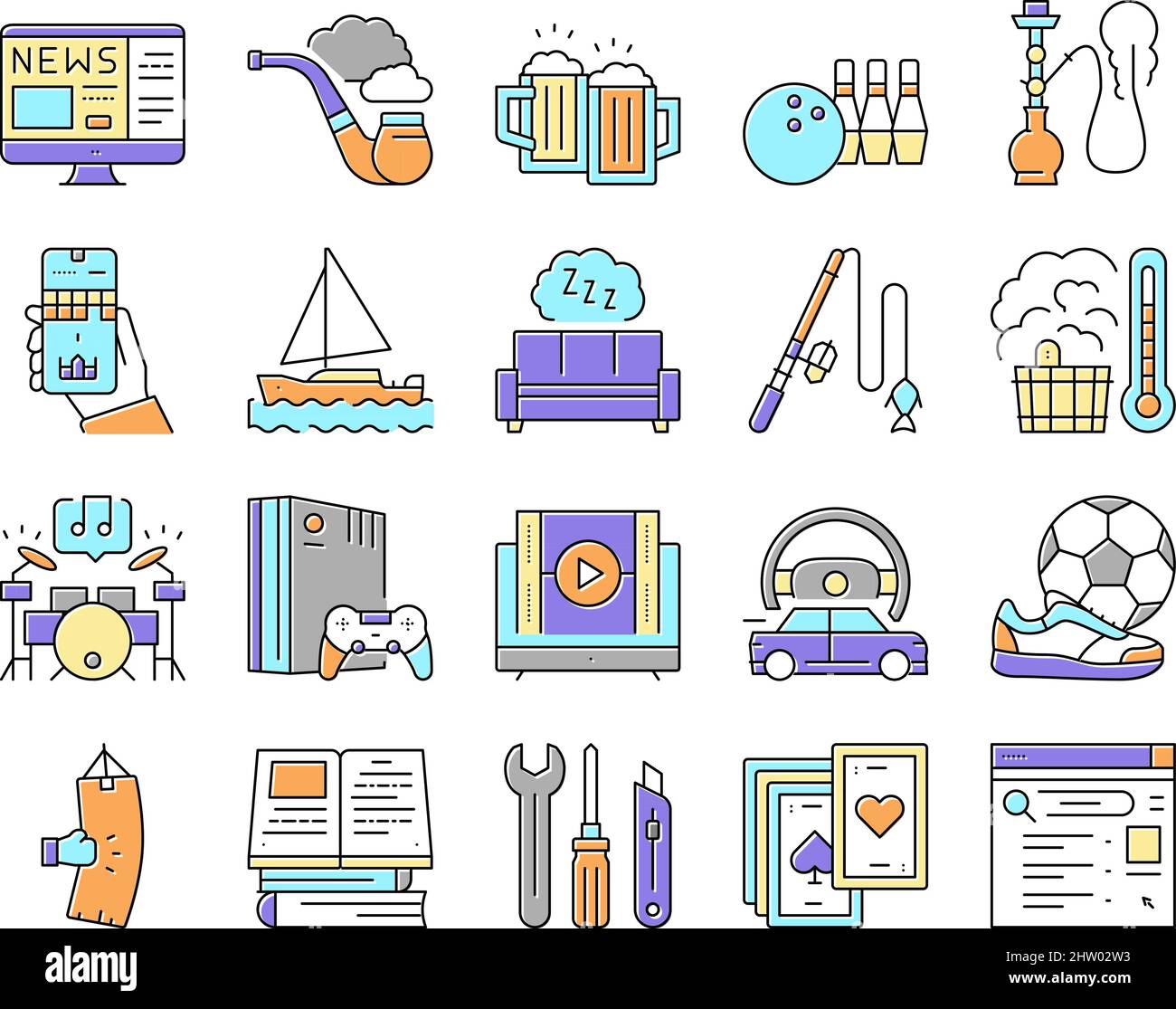 Mens Leisure Time Collection Icons Set Vector Stock Vector Image & Art ...