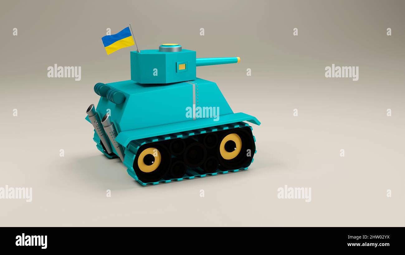 Low Poly tank with Ukranian flag. 3d render Stock Photo - Alamy