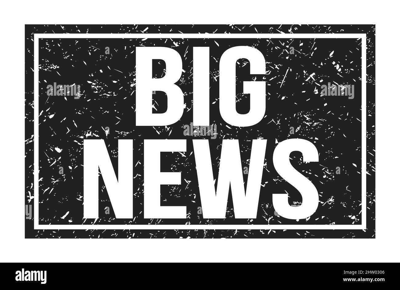 BIG NEWS, words written on black rectangle stamp sign Stock Photo - Alamy