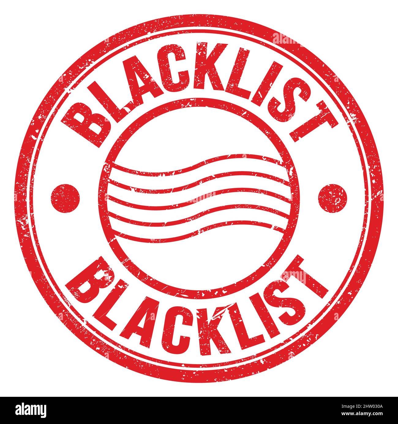 BLACKLIST word written on red round postal stamp sign Stock Photo - Alamy