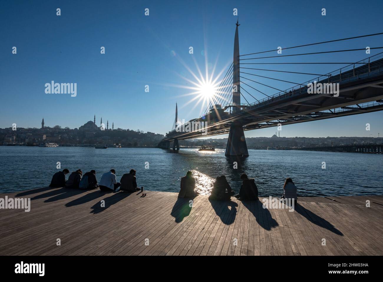 View of The Karakoy Waterfront at late afternoon in Beyoglu district in ...