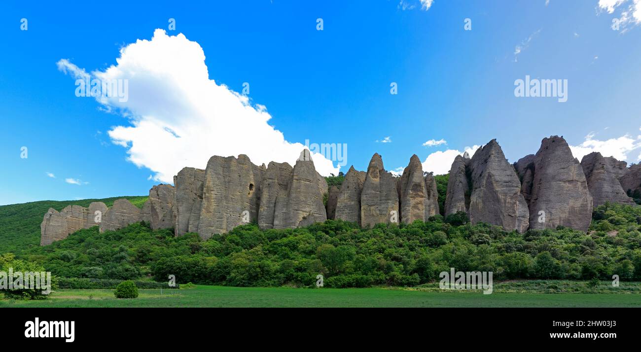Geological formation known as the Penitents of Mees in the village ...