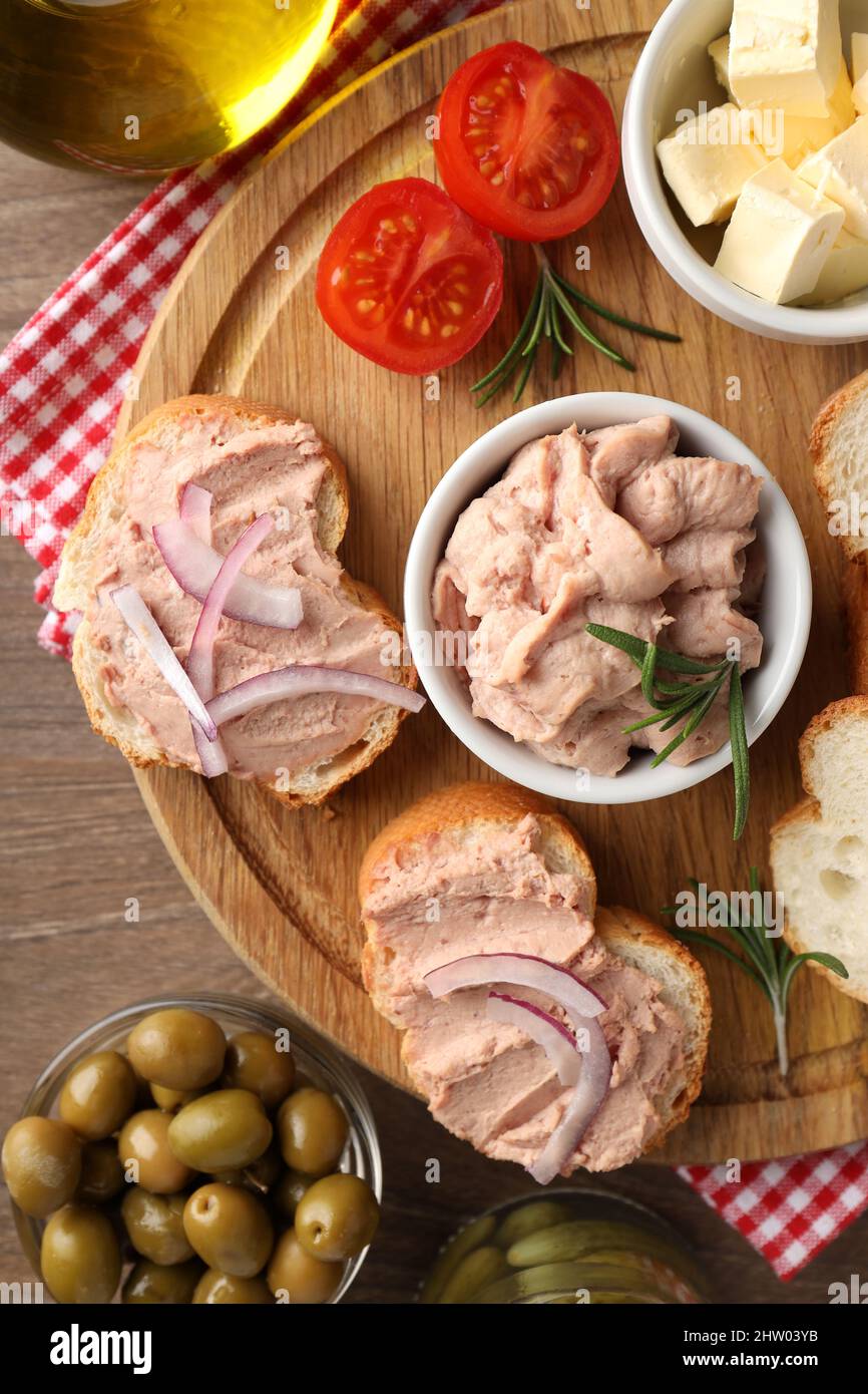 Concept of tasty food with pate appetizers, top view Stock Photo - Alamy