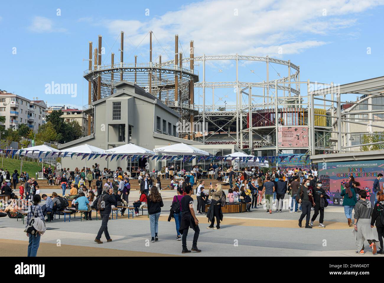 ISTANBUL, TURKEY - OCTOBER 16, 2021: The historical gas house built in ...