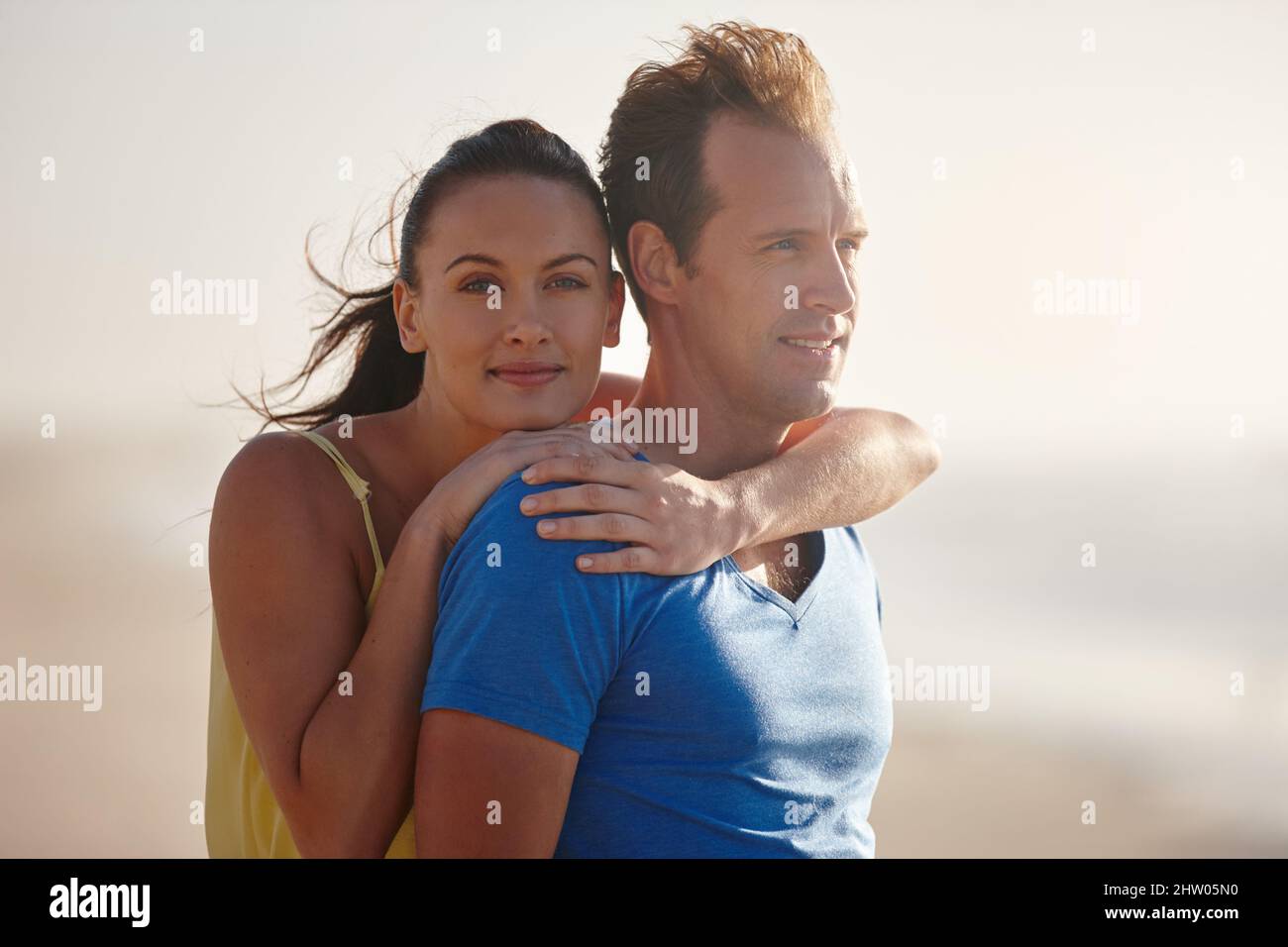Hes my one and only. Shot of an affectionate couple on the beach Stock ...