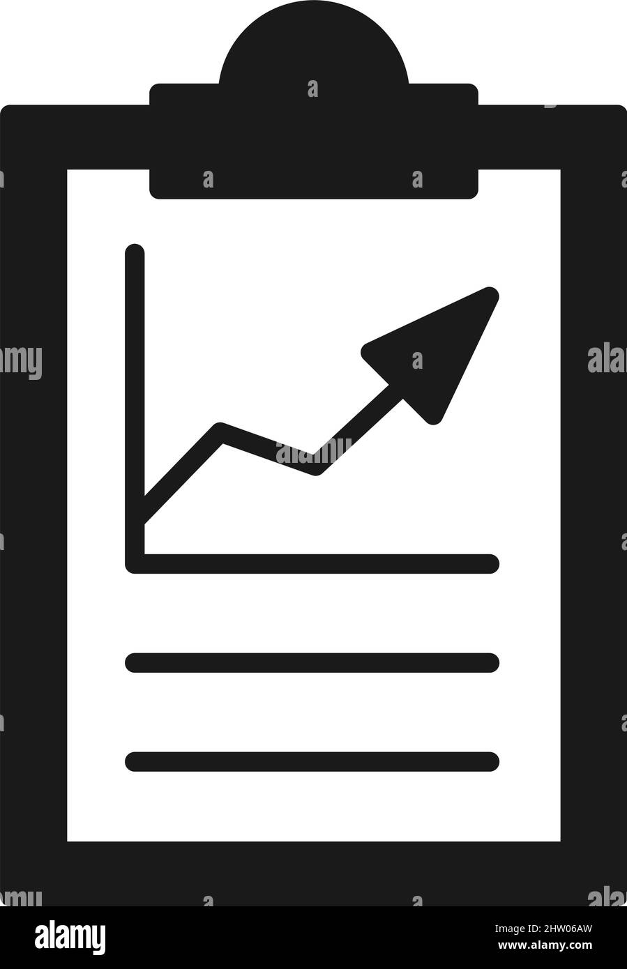 Black and white successful report silhouette icon. Vector illustration ...