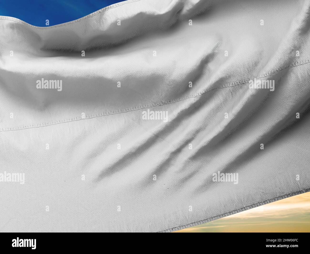 White Blank Flag Mockup with Sky Background 3D Rendering Stock Photo ...