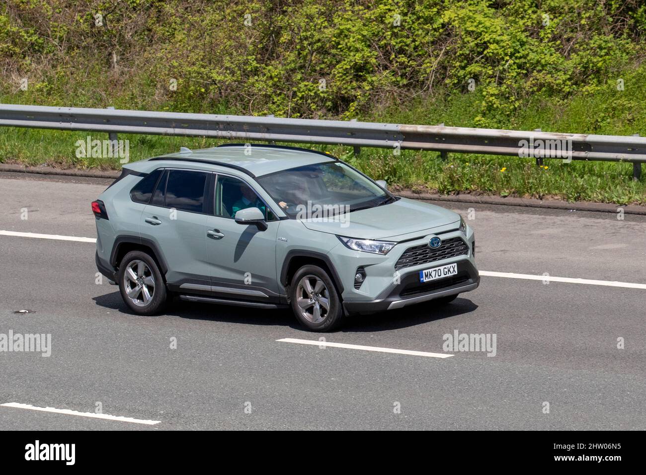 2020 Green Toyota RAV VVT-1 EXCEL 1 speed CVT Hybrid Electric, driving ...