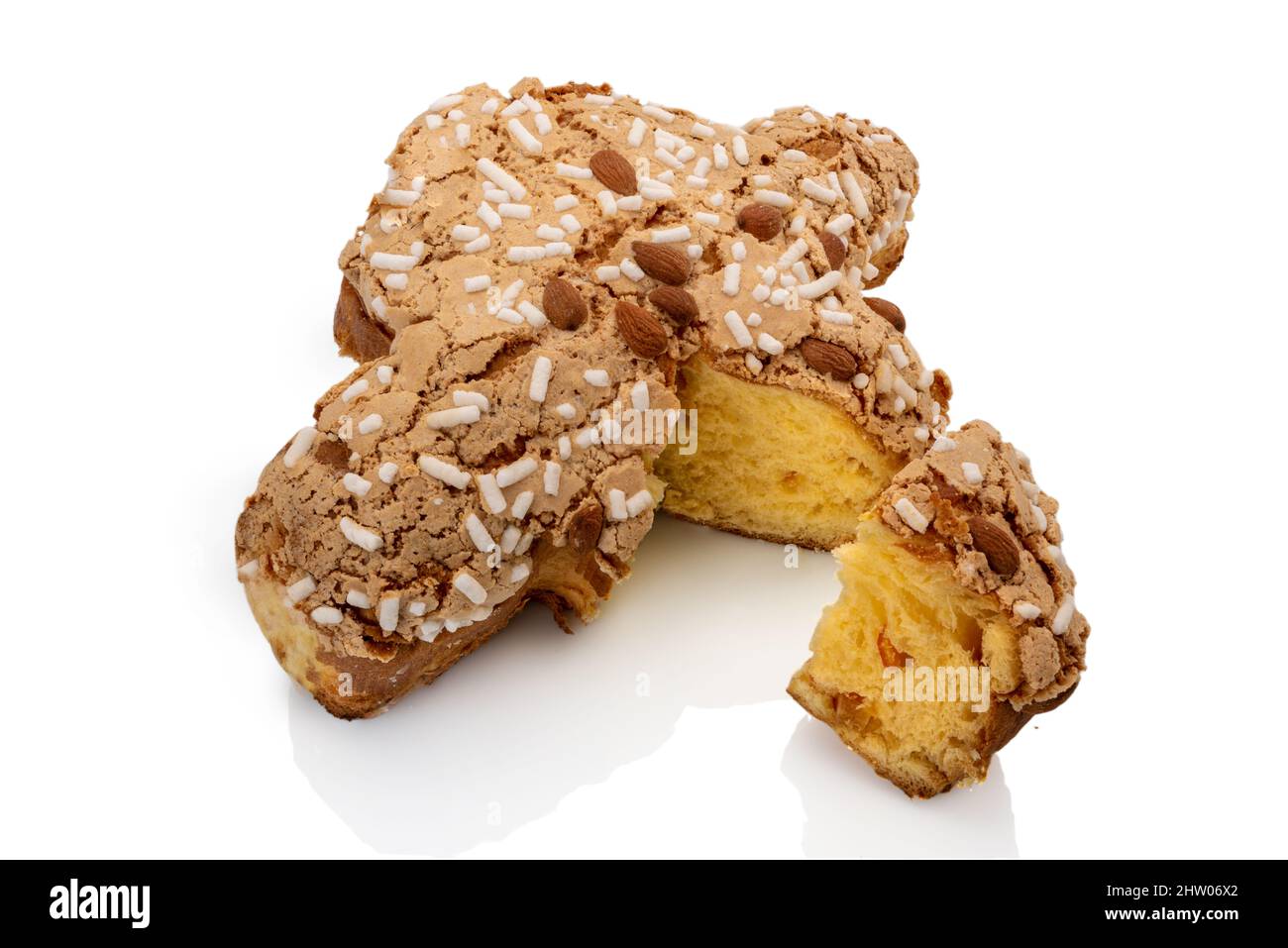 Colomba Pasquale with slice, typical italian easter cake with sugar ...
