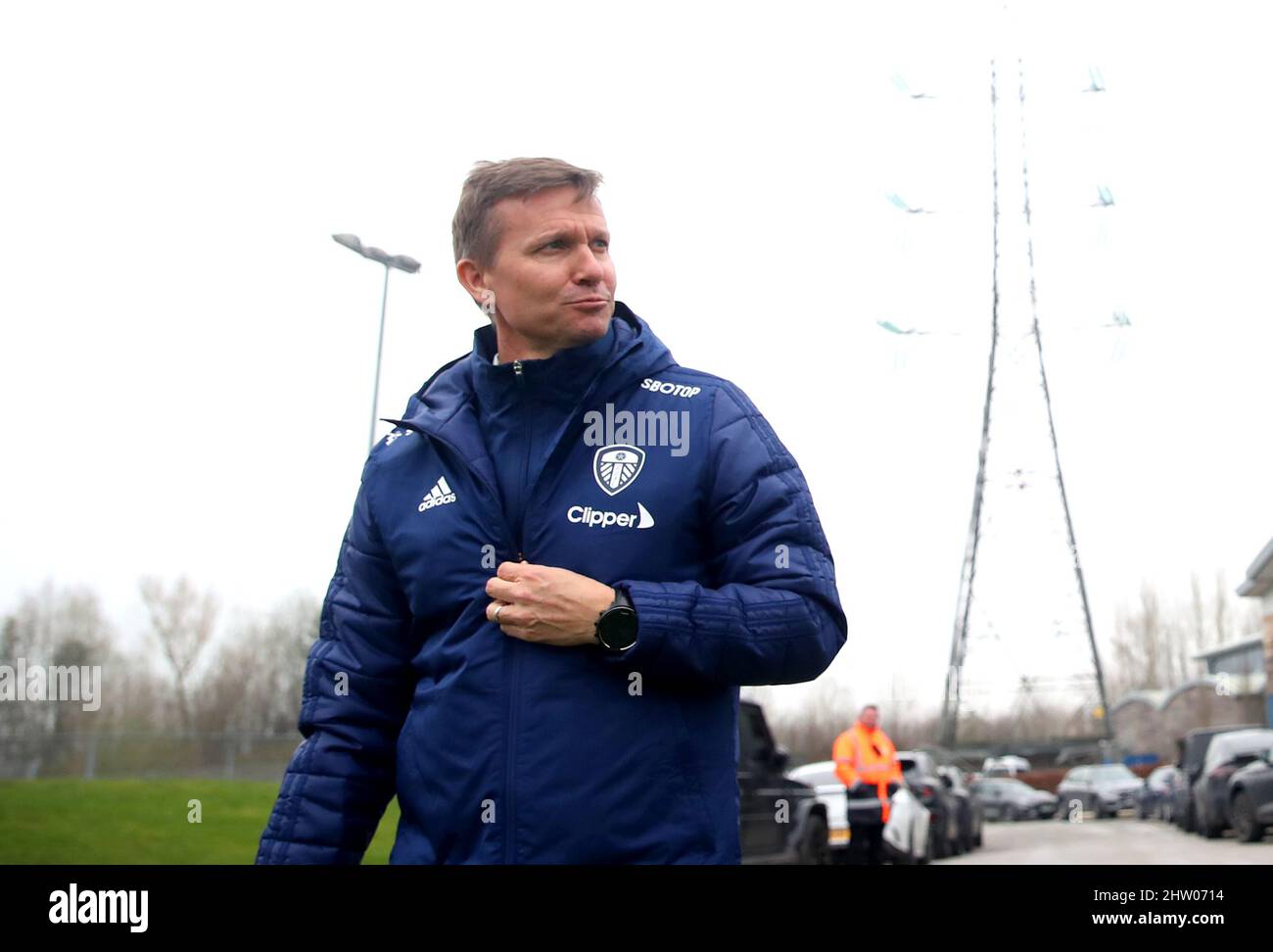 Leeds United manager Jesse Marsch arrives ahead of a training session ...
