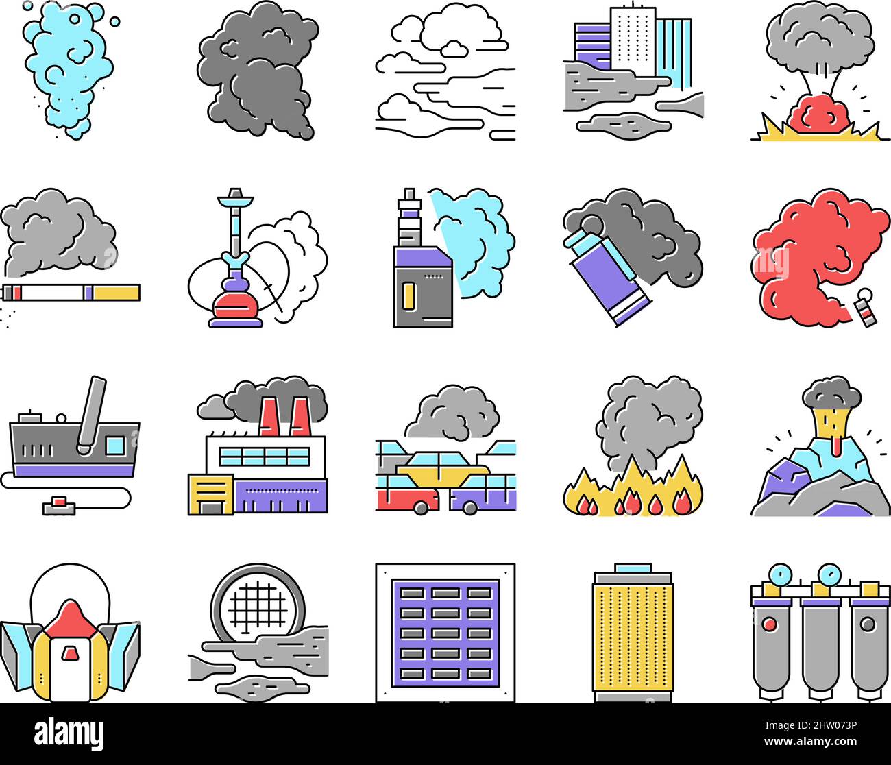 Smoke And Fog Steam Collection Icons Set Vector Stock Vector Image ...