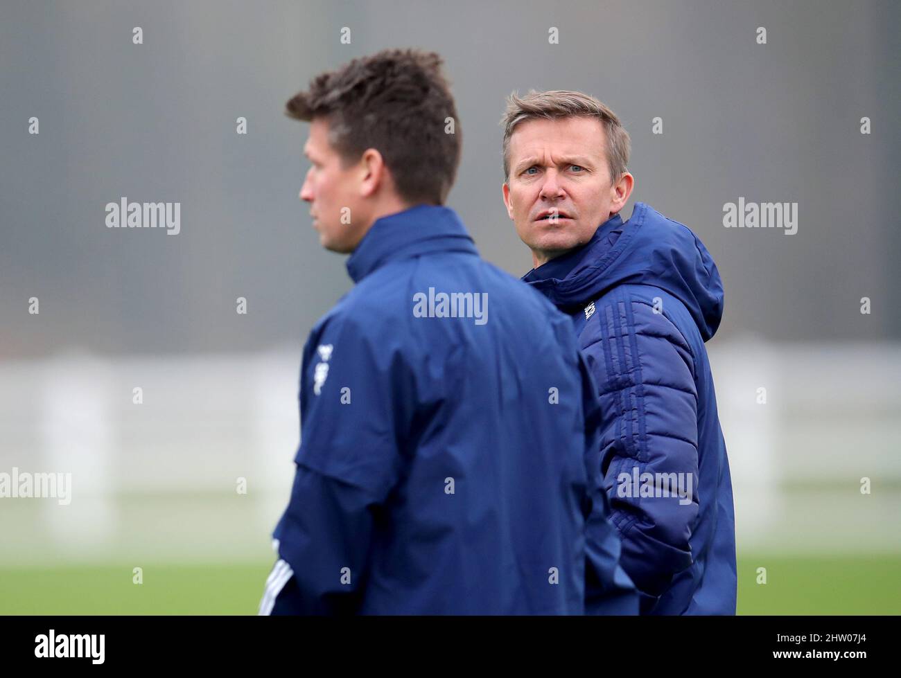 Leeds United manager Jesse Marsch (right) during a training session at ... Leeds United manager Jesse Marsch (right) during a training session at ...