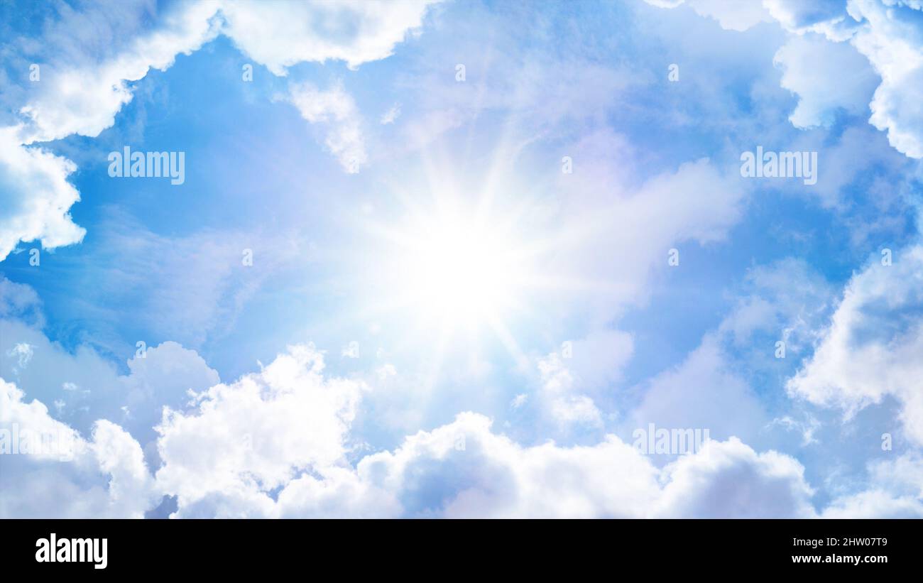Magic fairy-tale sky and clouds with a shining sun Stock Photo - Alamy