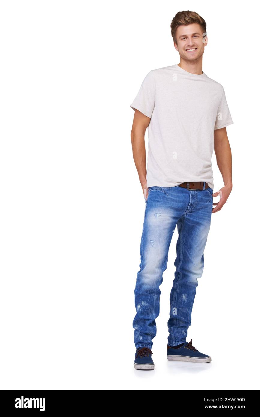 Casual and handsome. Full length portrait of a happy young man dressed ...