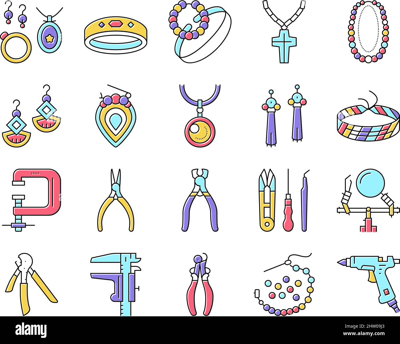 Handmade Jewellery Collection Icons Set Vector Stock Vector Image & Art ...