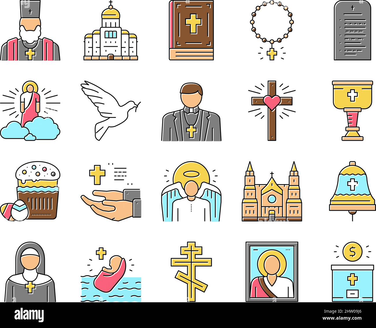 Christianity Religion Church Icons Set Vector Stock Vector Image & Art ...