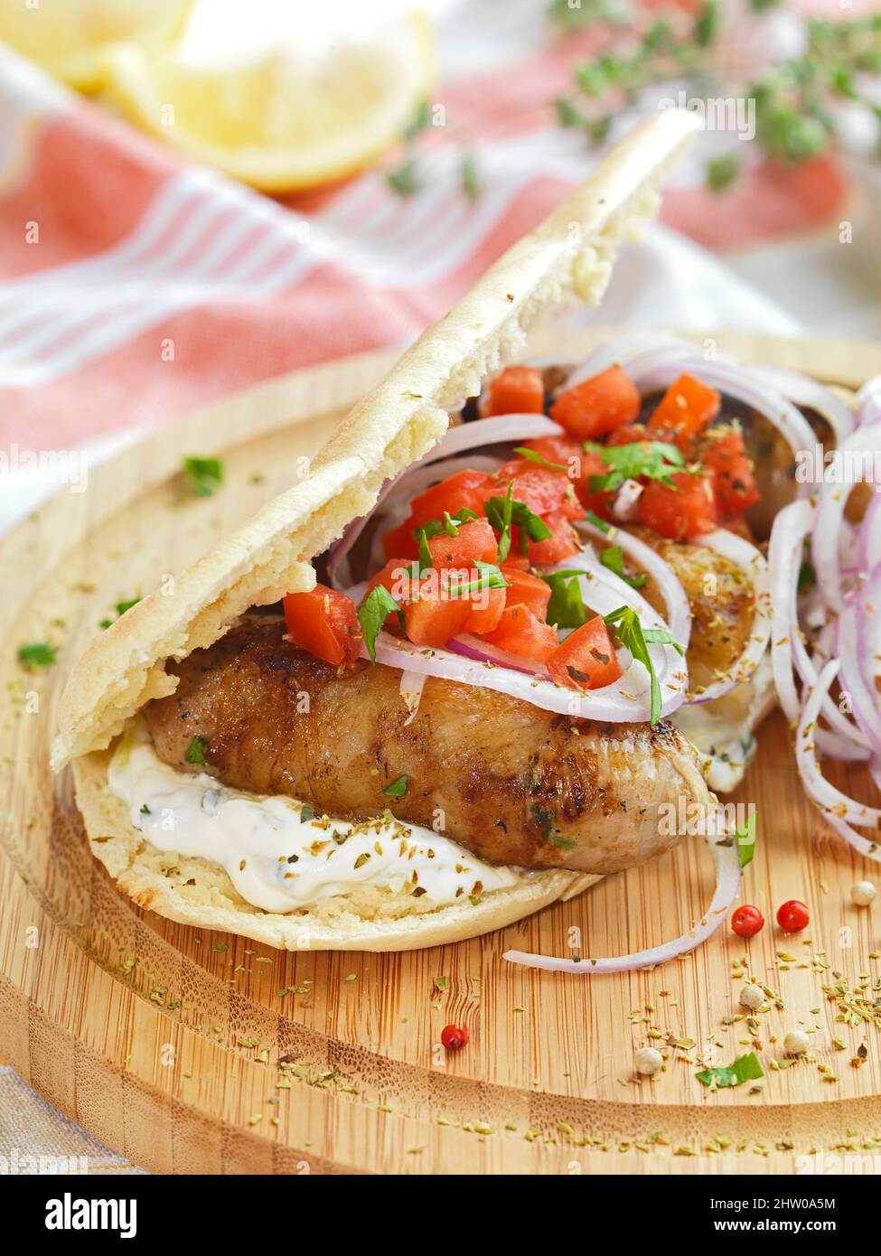traditional menu from Cyprus,minced meat (lamb,pork),herbs,onion,formed ...
