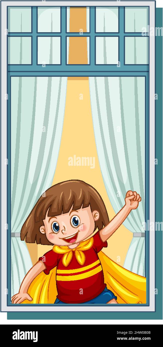View through the window of cartoon character illustration Stock Vector ...